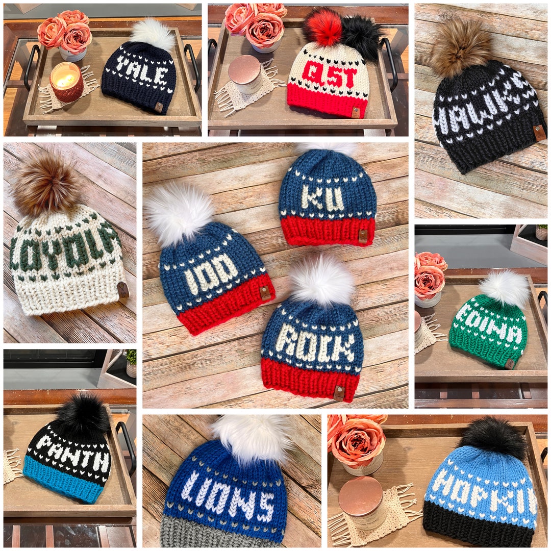 Custom College High School Beanie, Pompom Winter Beanie, Customized ...