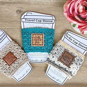 Patch To-go Cup Sleeve, Hot Coffee Cup Cozy, Crochet Patch Cup Cozy ...