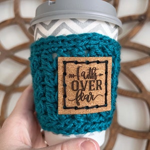 Patch To-go Cup Sleeve, Hot Coffee Cup Cozy, Crochet Patch Cup Cozy ...