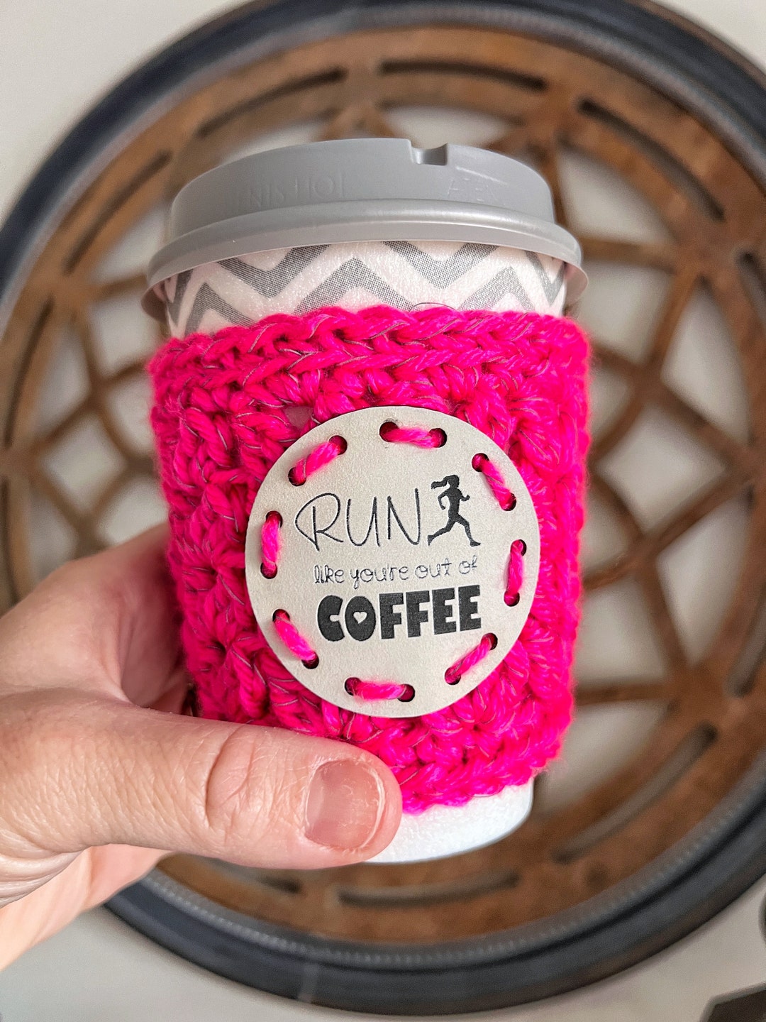 Patch To-go Cup Sleeve, Hot Coffee Cup Cozy, Crochet Patch Cup Cozy ...