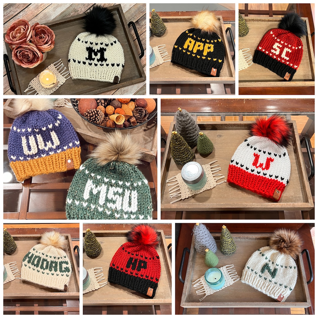 Custom College High School Beanie, Pompom Winter Beanie, Customized ...