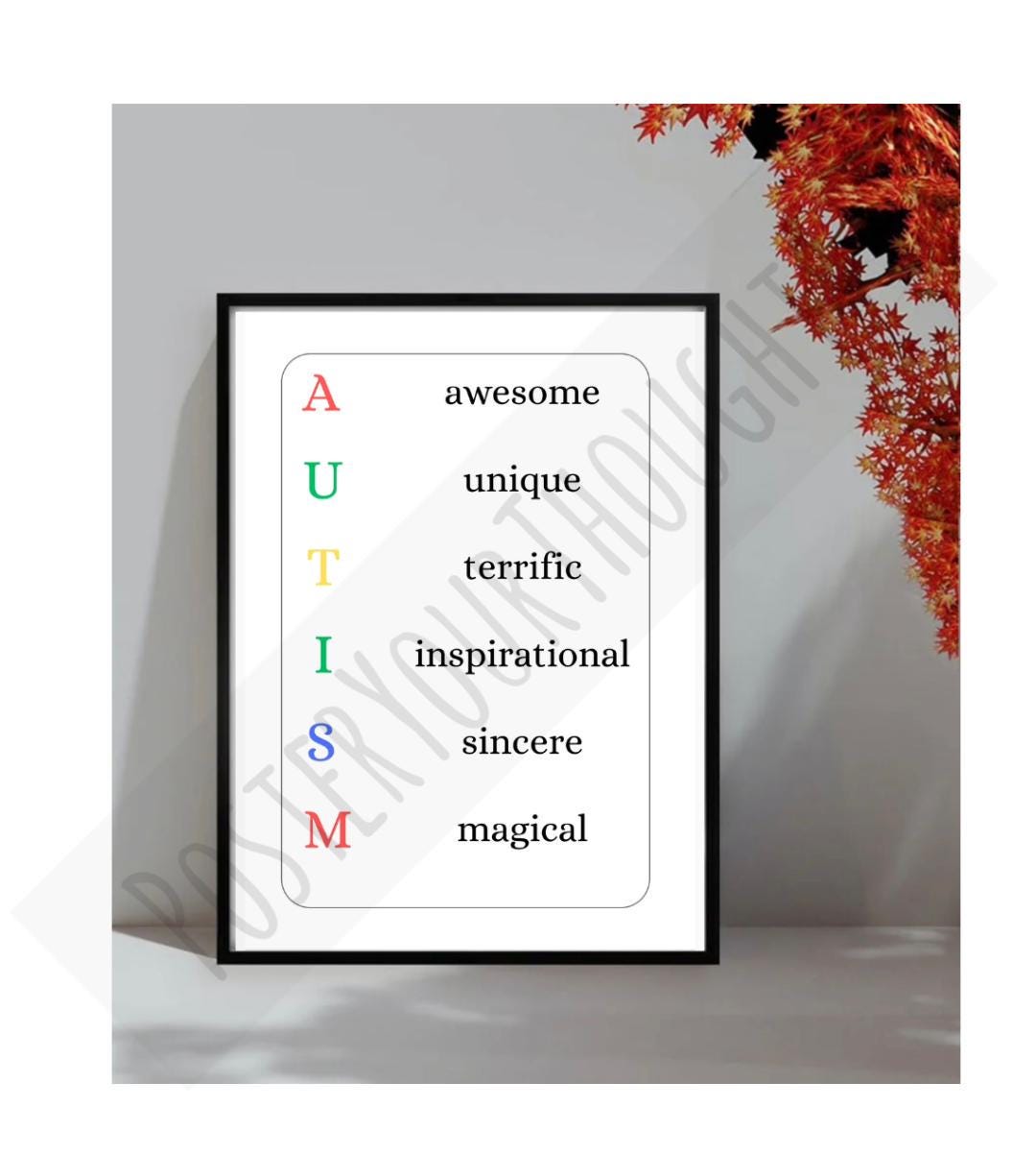 AUTISM Acronym, Digital Download Poster Print A4, Neurodivergence ...