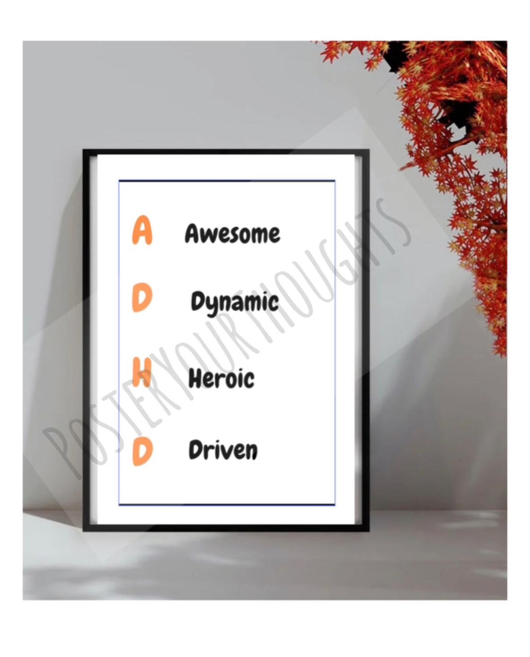 ADHD Acronym, Digital Download Poster Print A4, Neurodivergence ...
