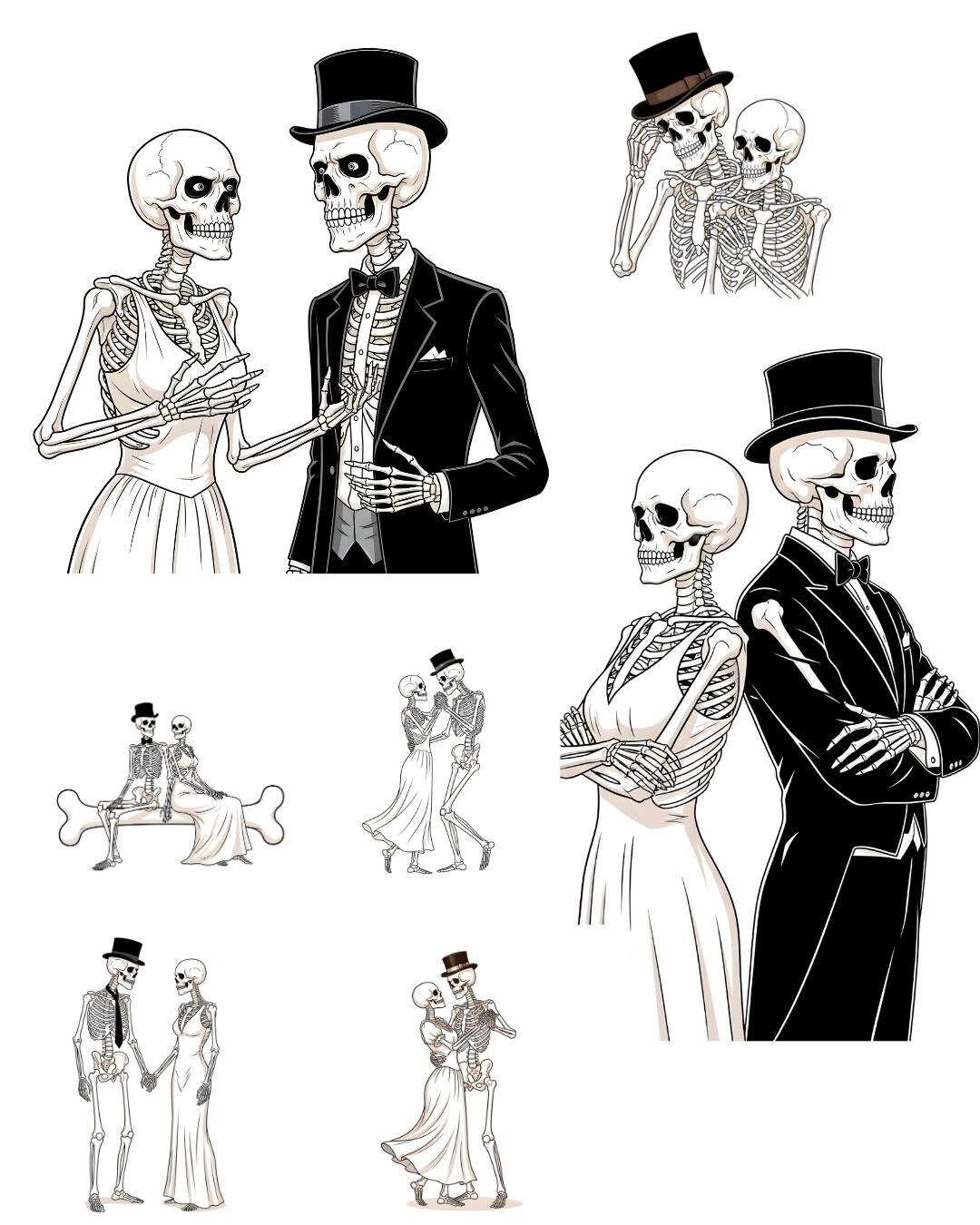 Skeleton Couples SVG | Funny Dancing Skeletons | Halloween Skull SVG ...