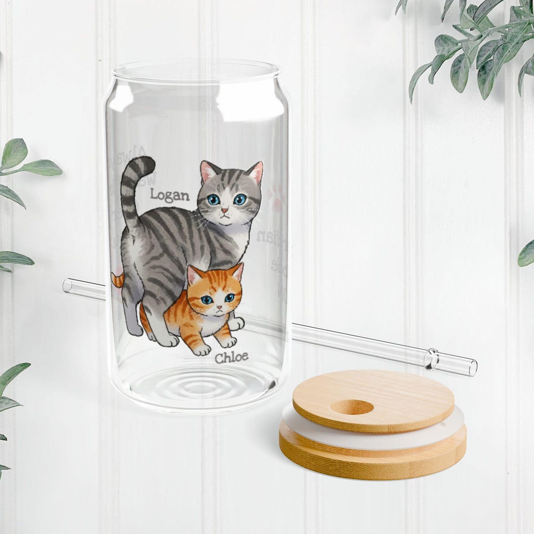 Personalized Cat Sipper Glass: Custom Names & Quote, Cat Lover Gift - Etsy