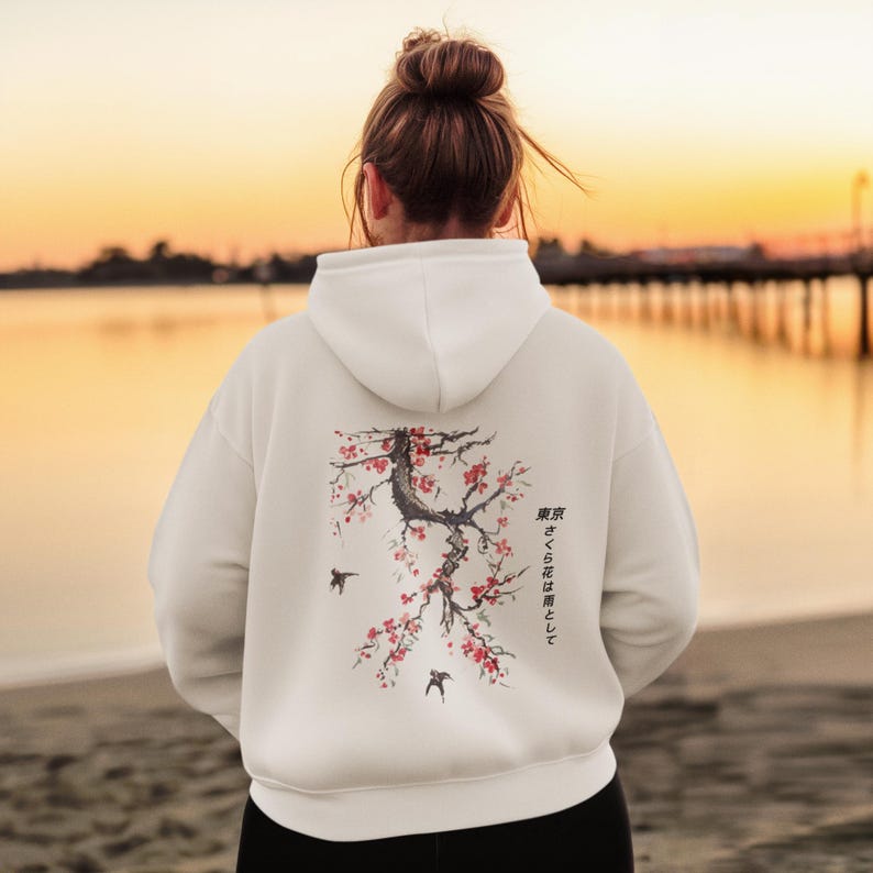 Customizable Japanese Style T-shirt | Tokyo Sakura Vertical Poetic ...