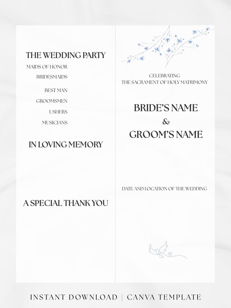 Editable Catholic Wedding Program | Liturgy Guide | Canva Template ...