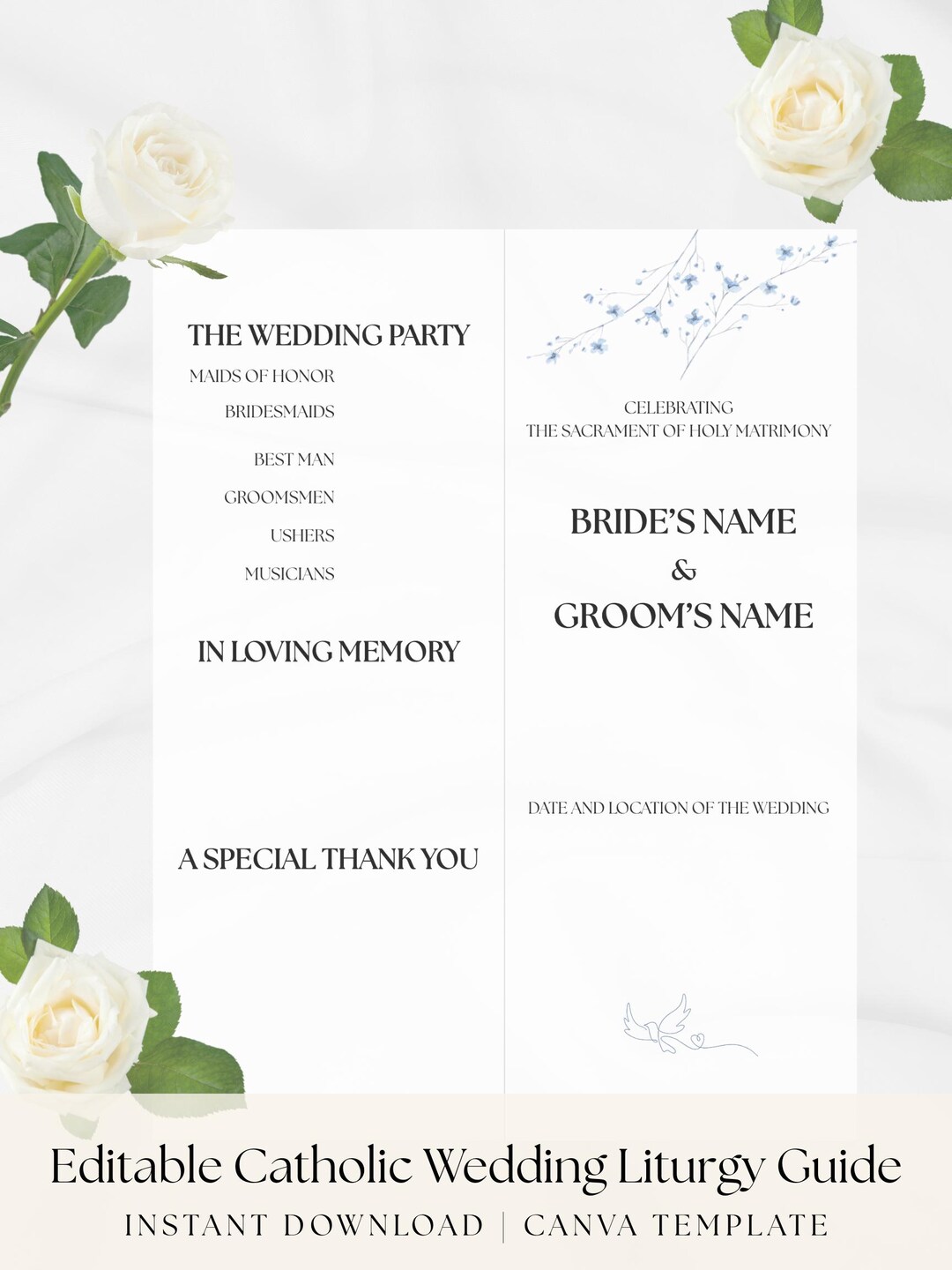 Editable Catholic Wedding Program | Liturgy Guide | Canva Template ...