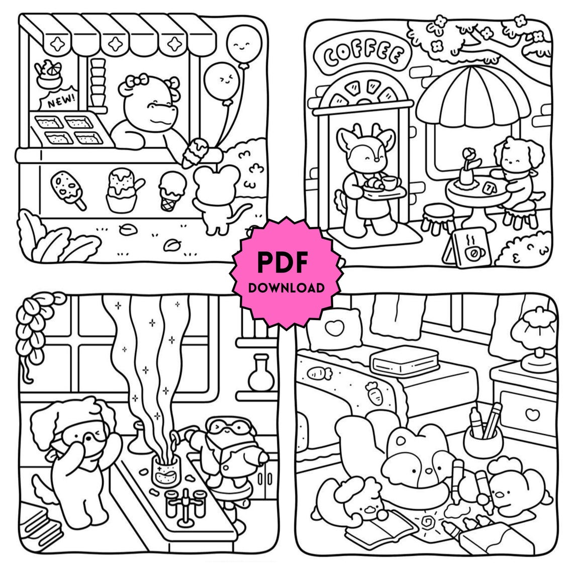 Calm Days Coloring Book, Cute and Cozy Digital Coloring, 20+ Pages ...