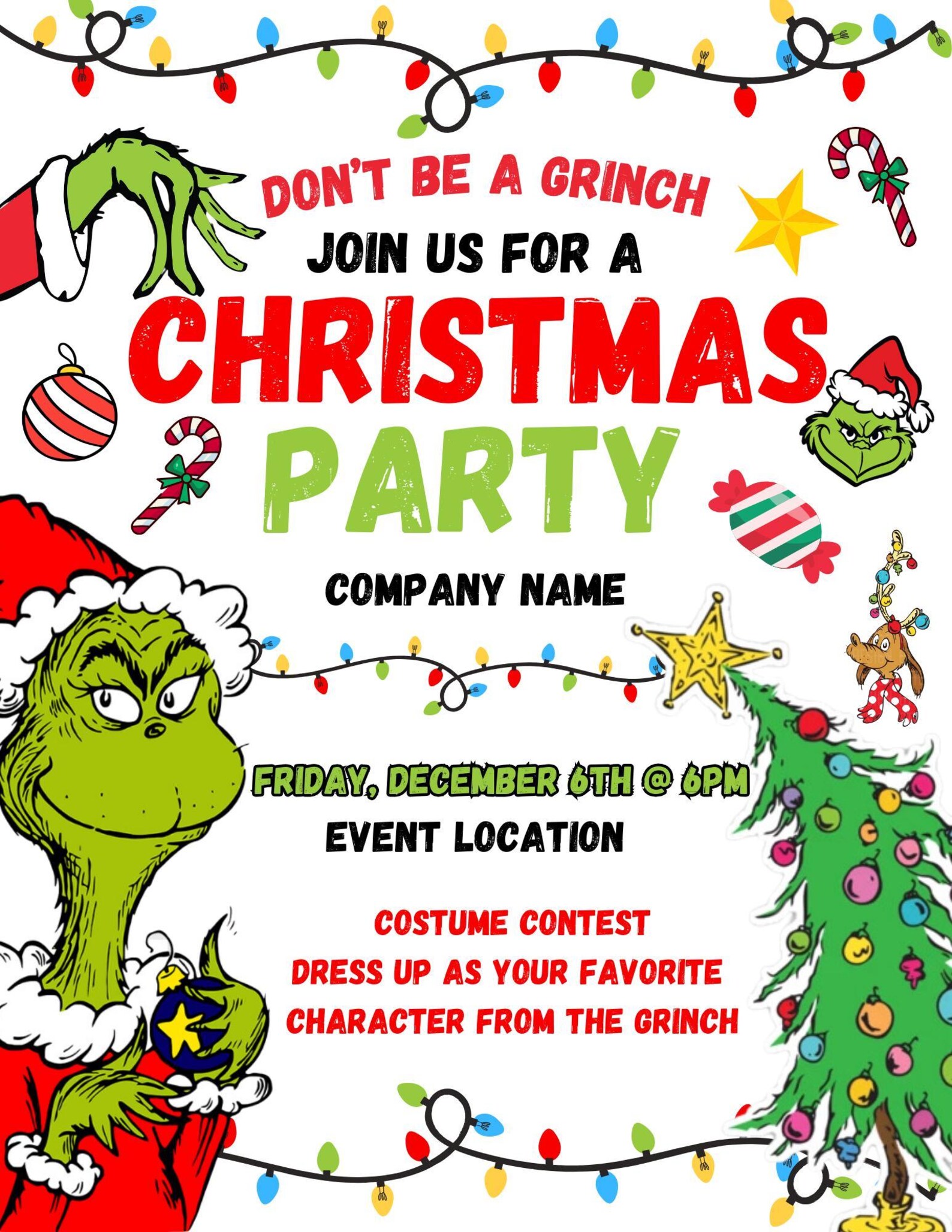 Grinch Christmas Party Invite - Etsy