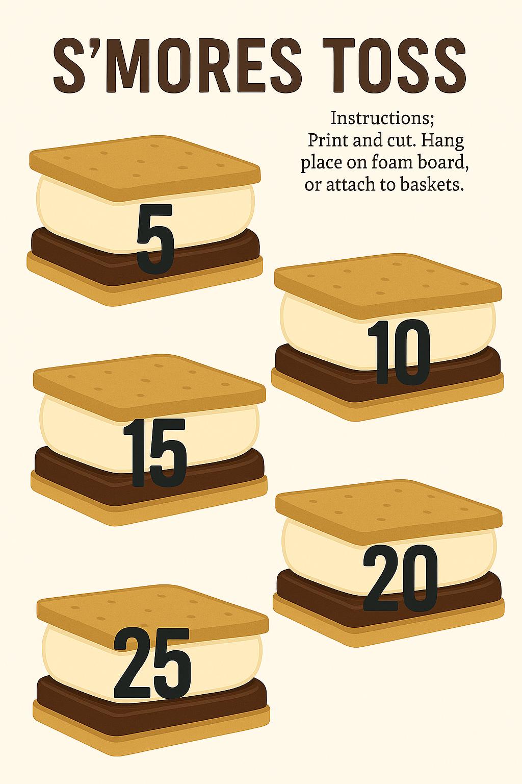 S'mores Toss Game Printable: Camping Party Activity (digital Download ...