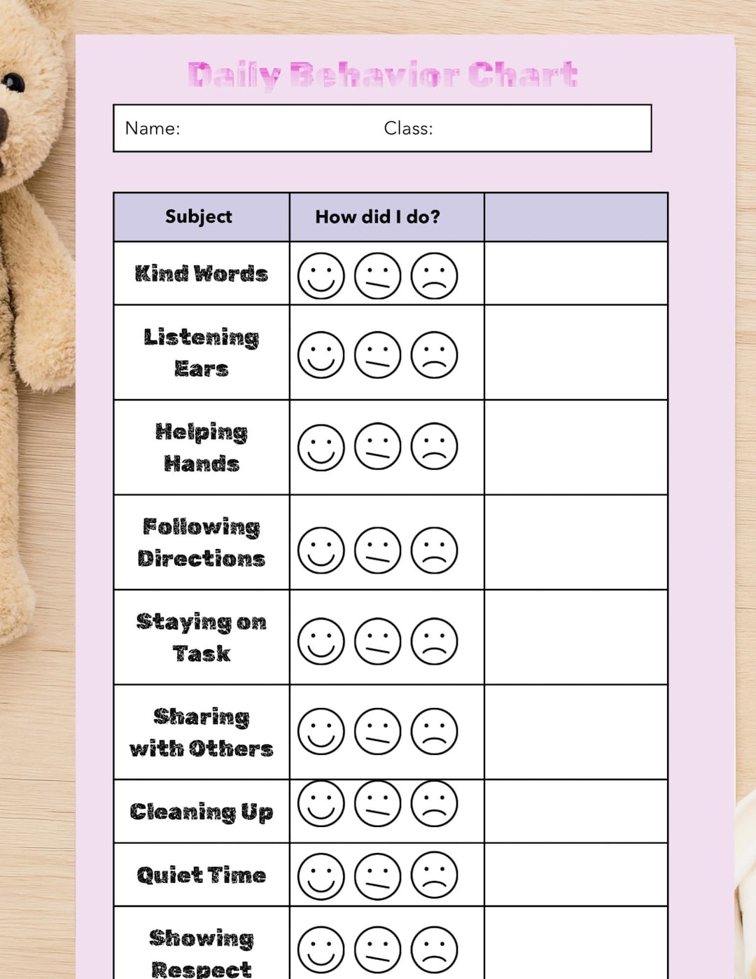 Editable Kids Behavior Chart: Positive Reinforcement, Homeschool ...