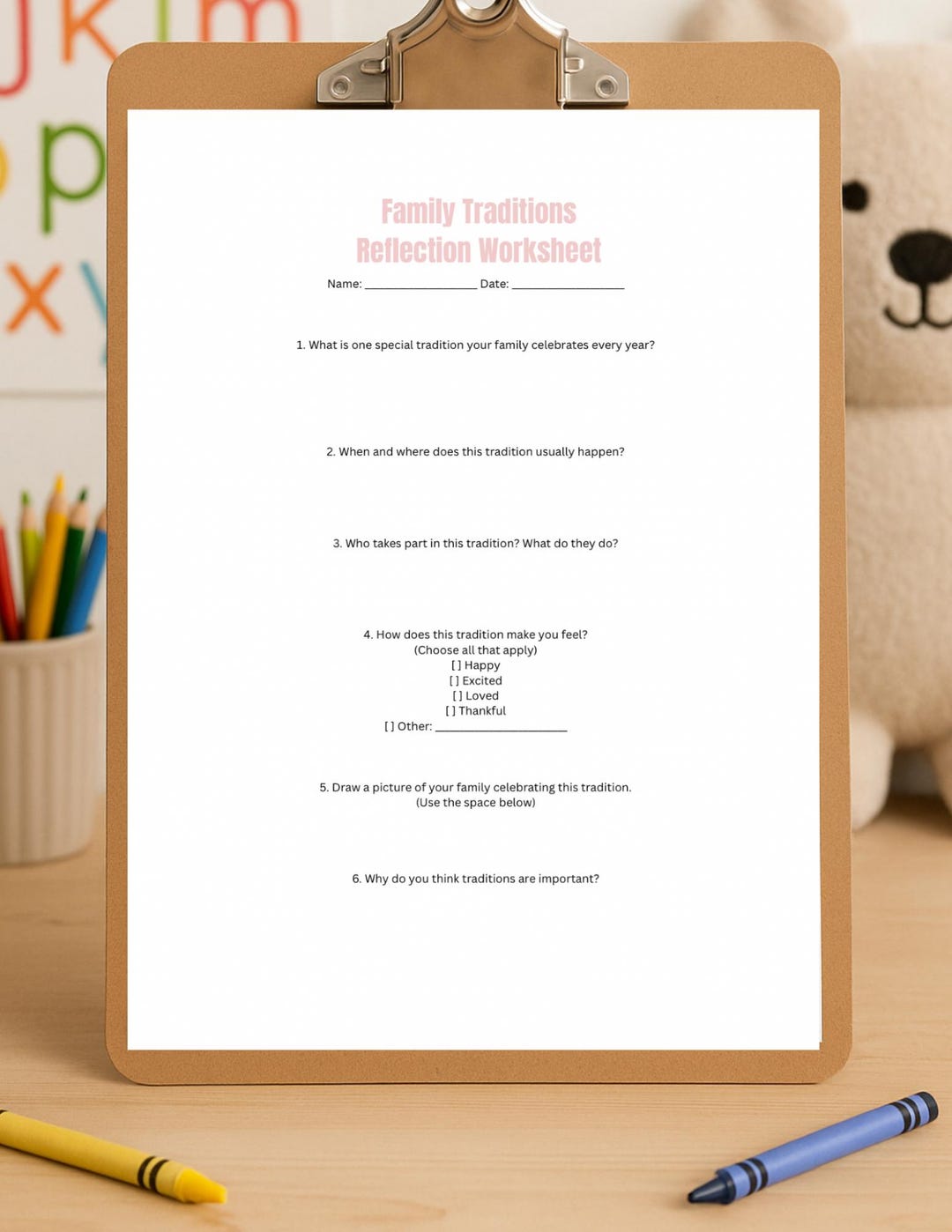 Family Traditions Worksheet: Holiday Memory Activity for Kids (PDF ...