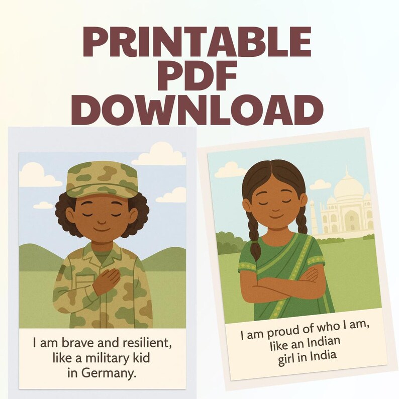 Girls Around the World Affirmation Cards – 20 Printable Multicultural ...