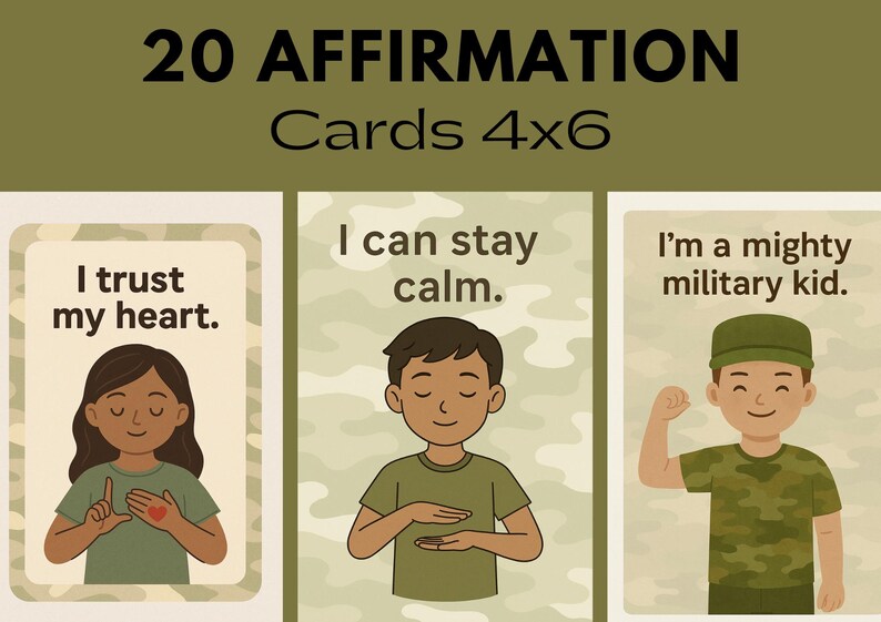 ASL Affirmation Cards for Military Kids: Sign Language Positivity ...