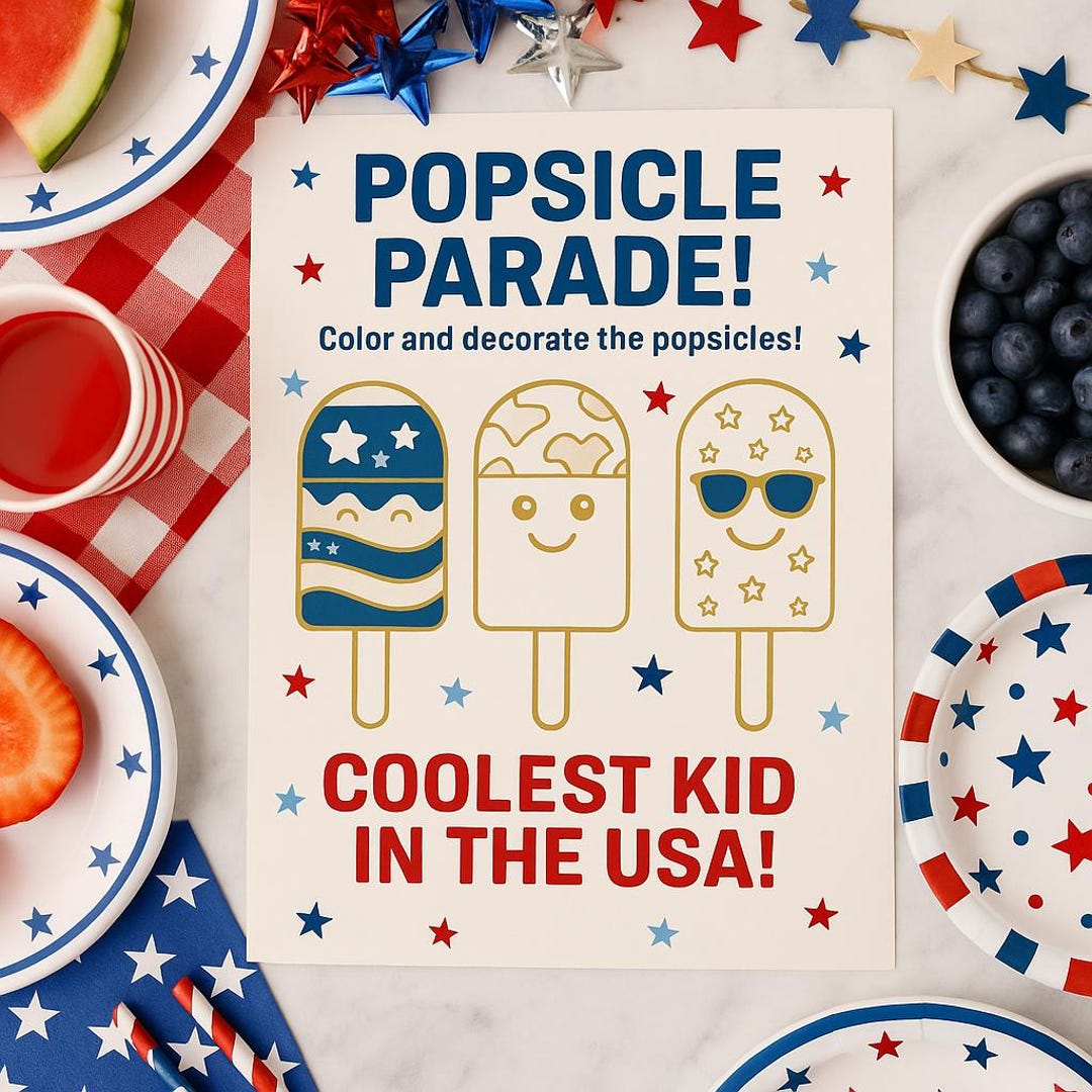 Popsicle Parade Craft, 4th of July Printable, Activity for Toddlers ...