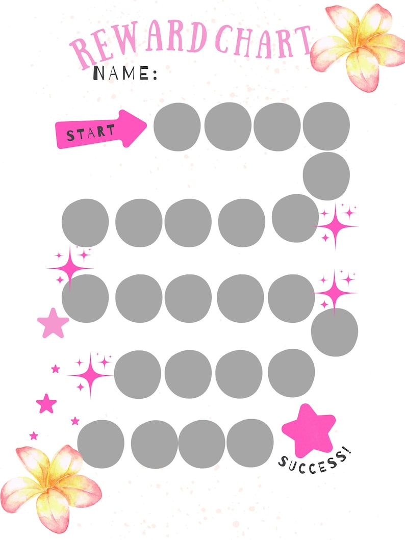 Printable Kids Reward Chart: Tropical Plumeria Design (digital Download ...