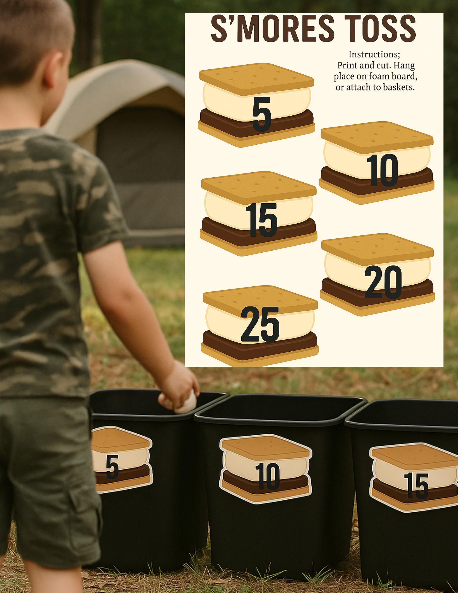 S'mores Toss Game Printable: Camping Party Activity (digital Download ...