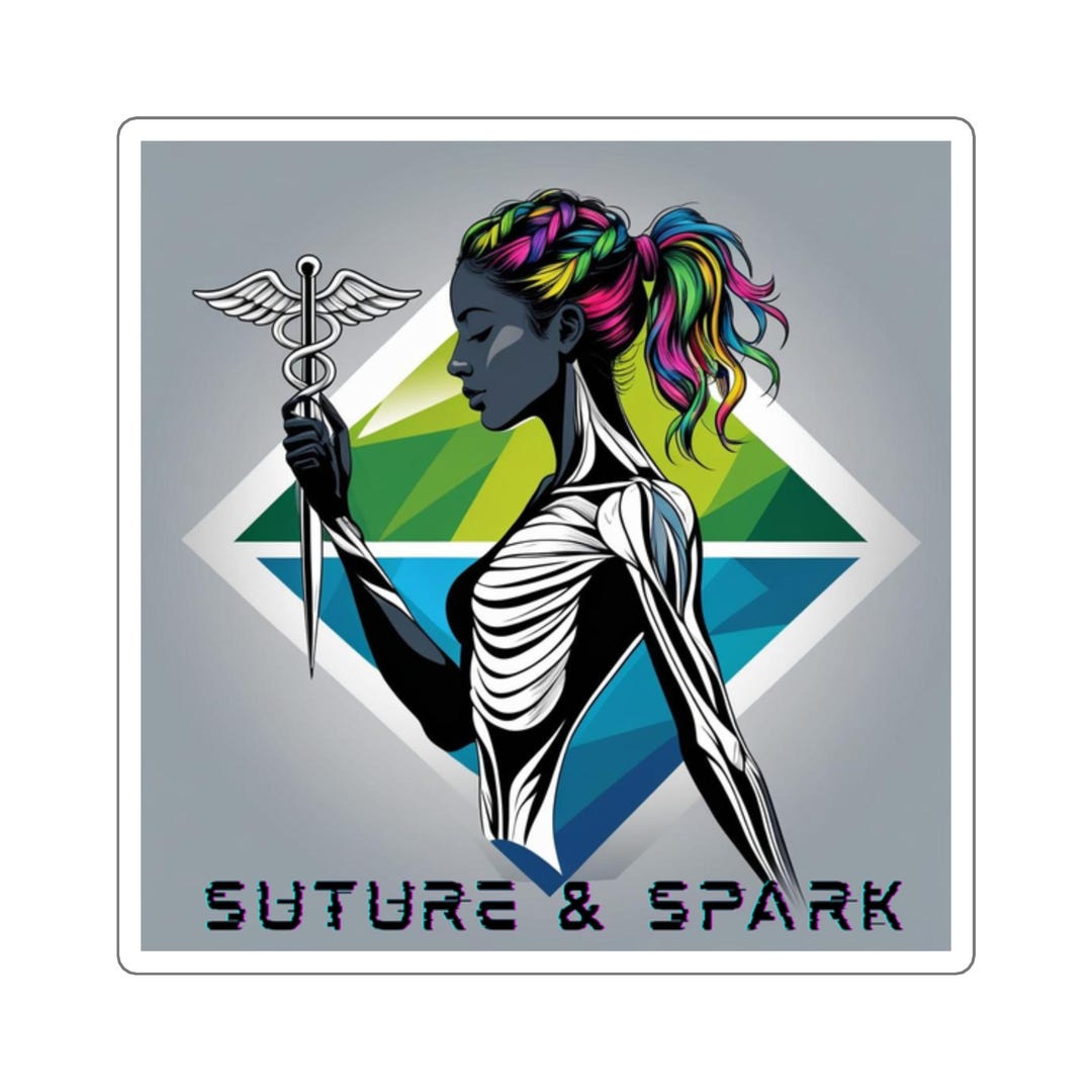 Suture and Spark Logo - Feminine Graphic Square Stickers, Inspirational ...