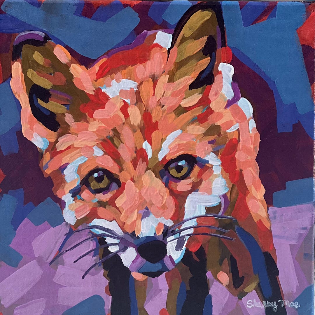 Original Foxy Fox Acrylic Painting - Etsy