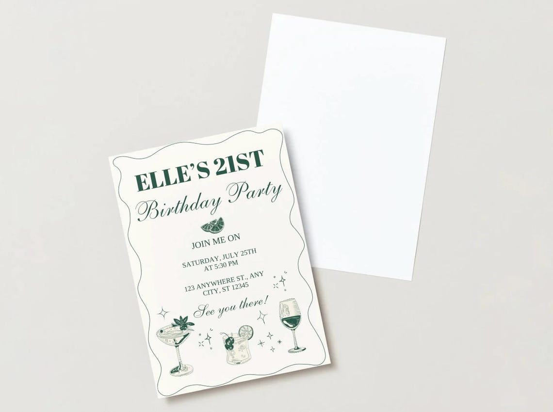 Edible Birthday Party Invitation Template, 21st Birthday Party ...