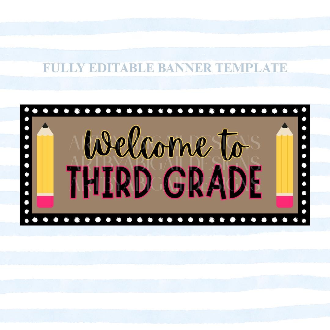 Welcome to Third Grade Banner Template - Etsy