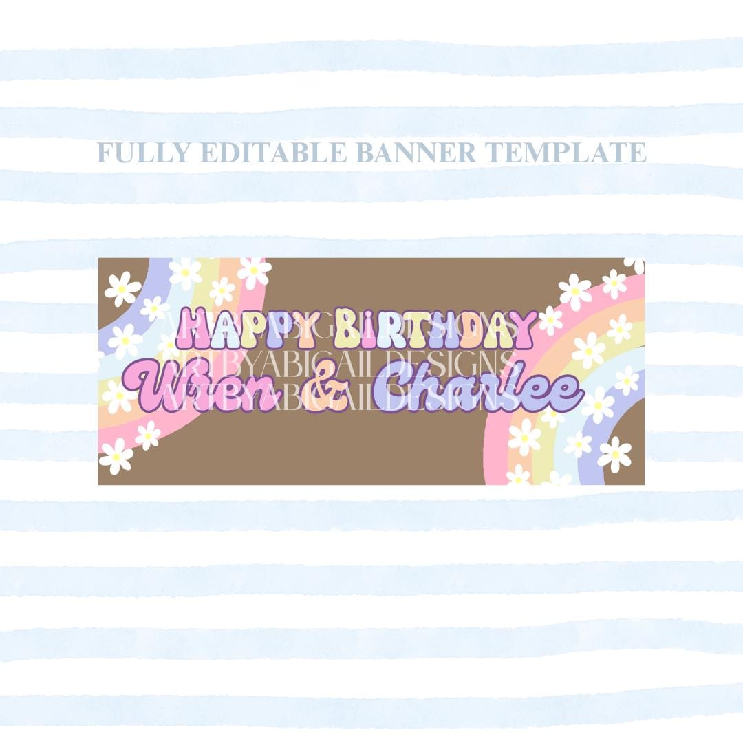 Pastel Rainbow Birthday Banner Template - Etsy