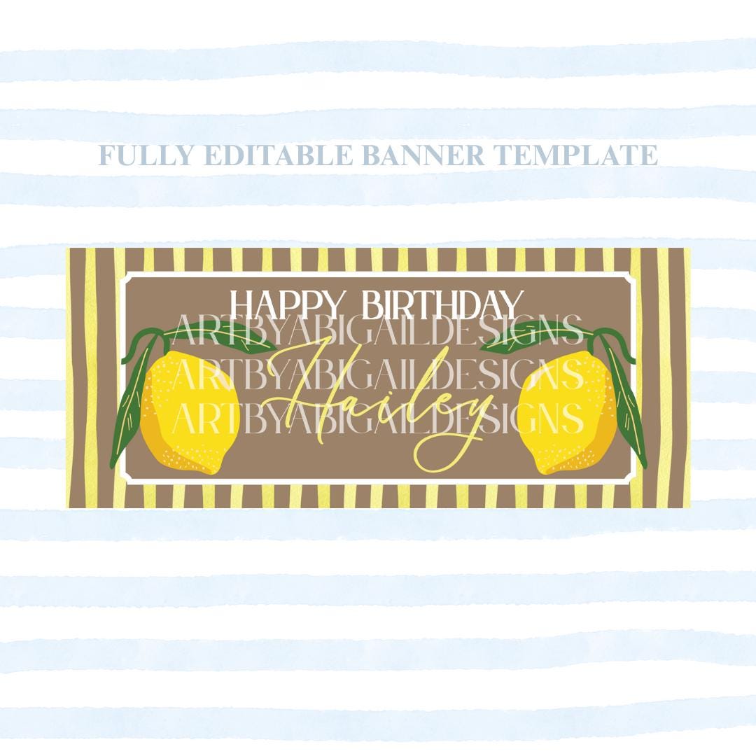 Happy Birthday Lemon Banner Template - Etsy