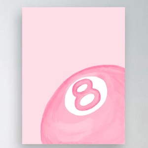 Pink 8 Ball Digital Poster – Minimalist Pool Ball Wall Art, Retro Pop ...