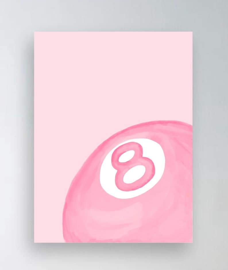 Pink 8 Ball Digital Poster – Minimalist Pool Ball Wall Art, Retro Pop ...