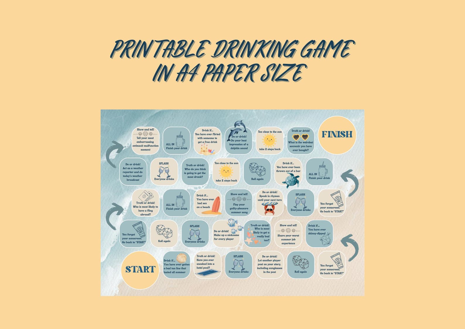 Booze by the Beach Drinking Game: Printable Party Game (PDF, JPG, PNG ...