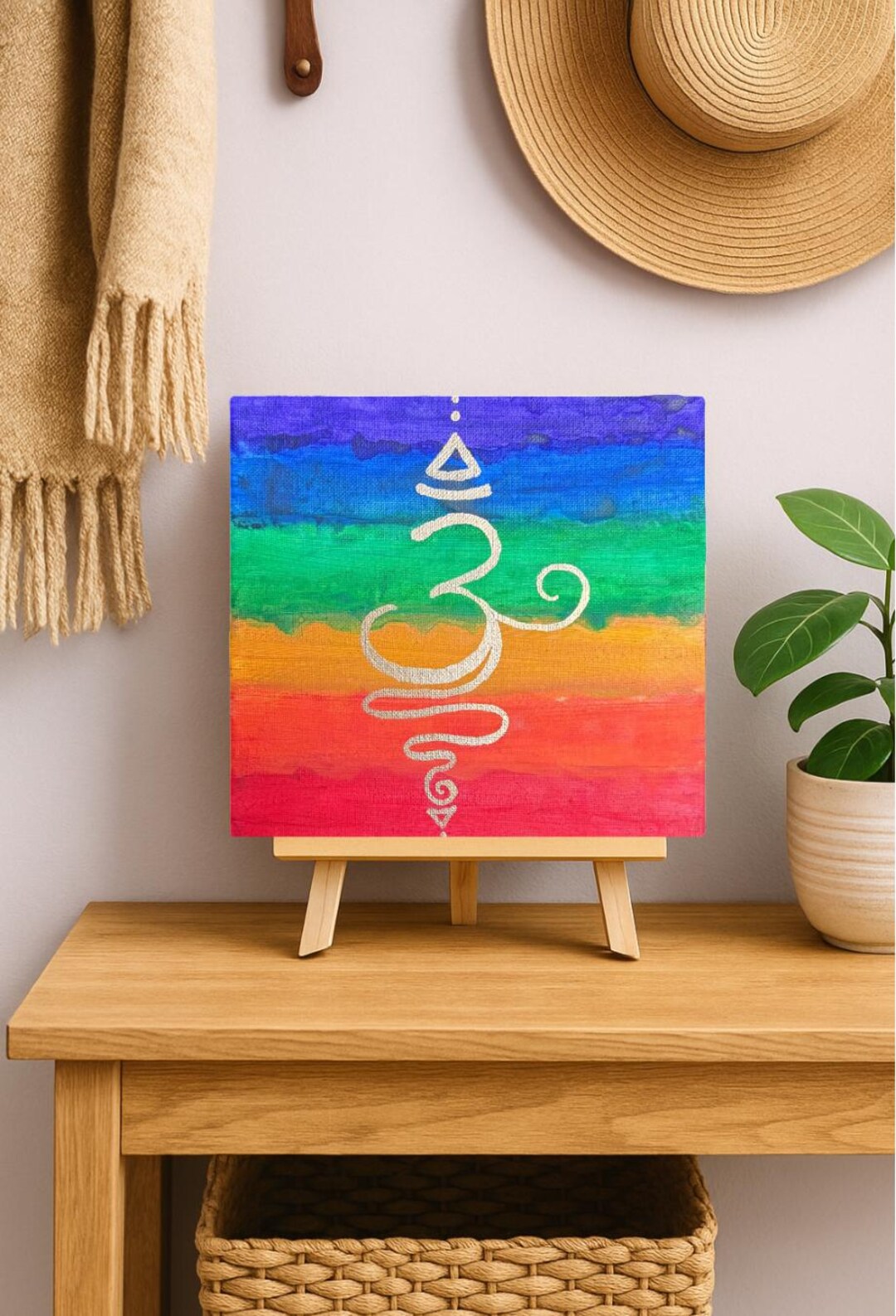 Rainbow Chakra Ohm + Unalome Canvas Painting ~ "unalohme" | 8x8 Canvas ...