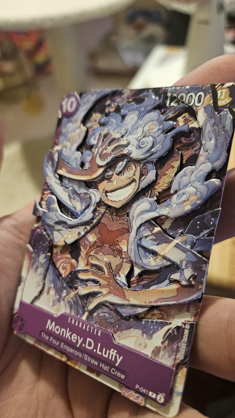 Handmade One Piece "luffy (gear 5)" 3D Trading Card. - Etsy