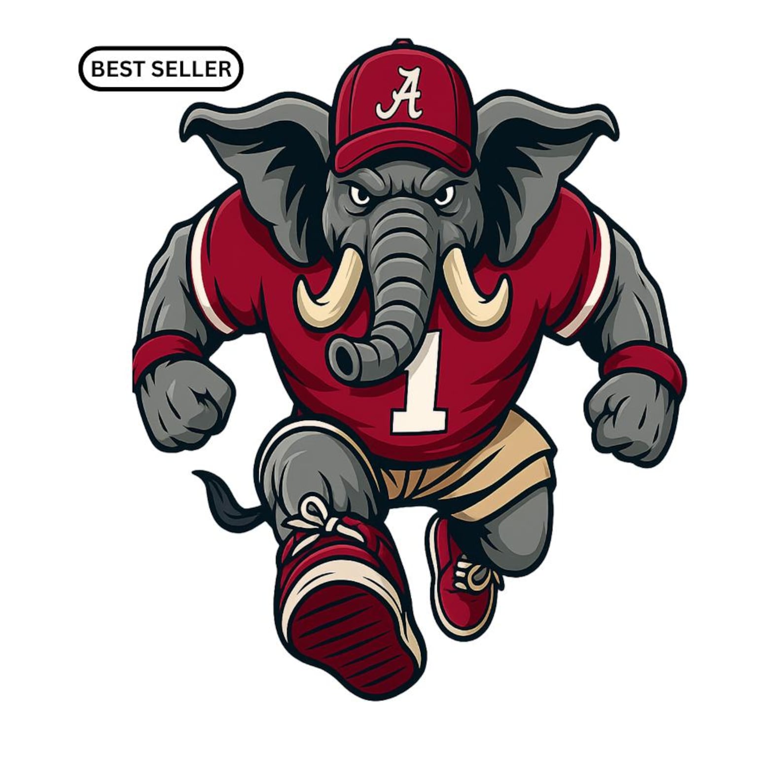 Crimson Tide Elephant Mascot – Alabama Football Inspired Logo PNG ...
