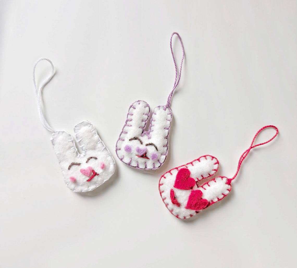 Handmade Felt Bunny Ornament / Easter Keychain / Spring Decor / Bag ...