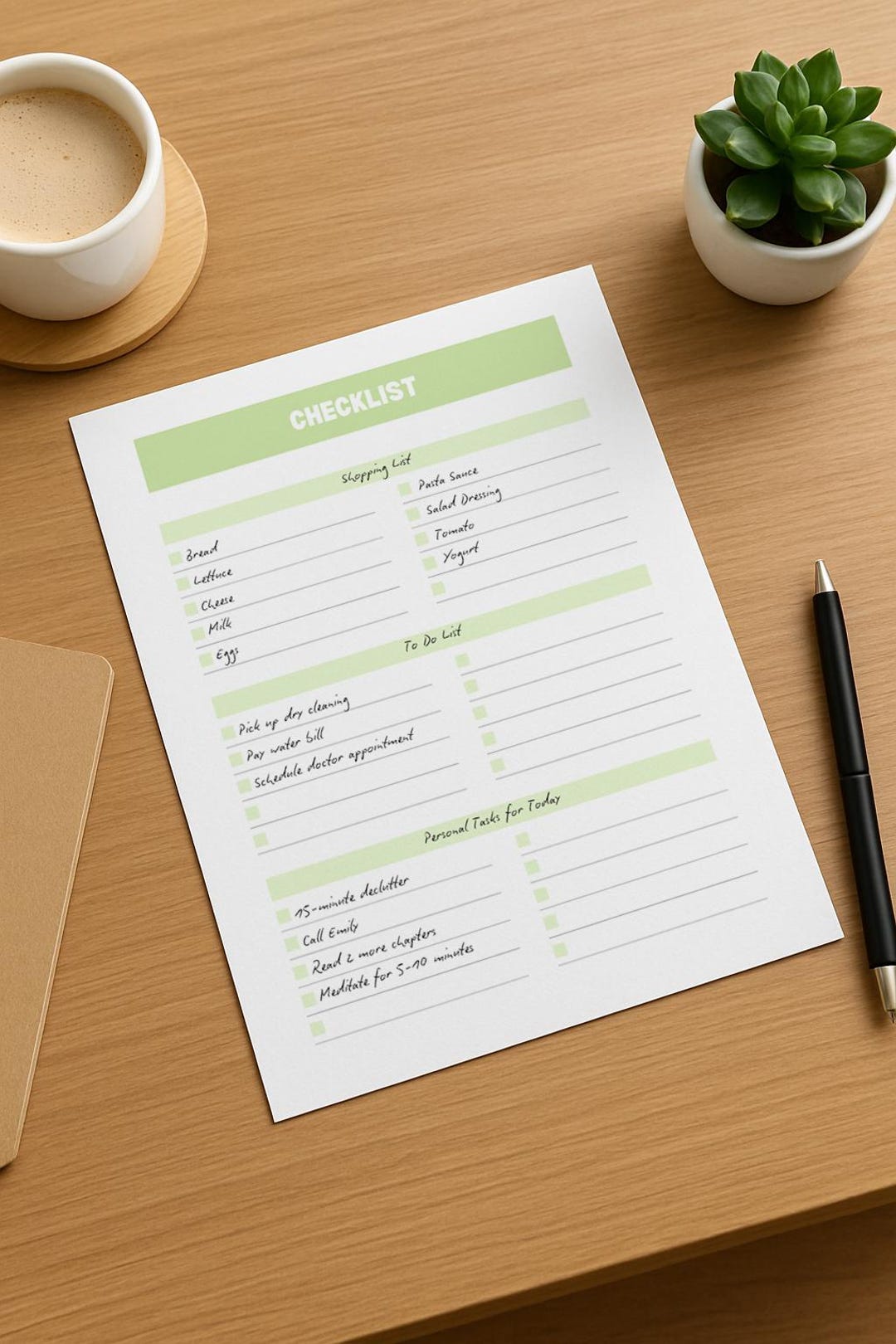 Printable Checklist Template – Digital Download | 5 Color Themes | US ...