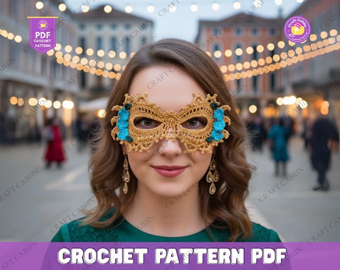 Ornate Mardi Gras Mask Crochet Pattern PDF - INSTANT DOWNLOAD. - Etsy ...