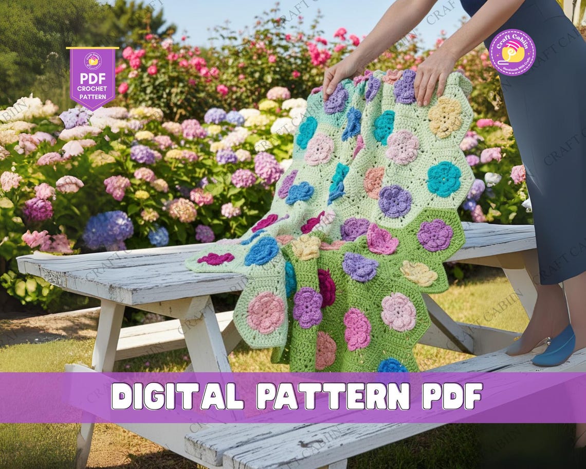 Crochet Flower Blanket Pattern Blooming Joy Vintage Style Blanket ...