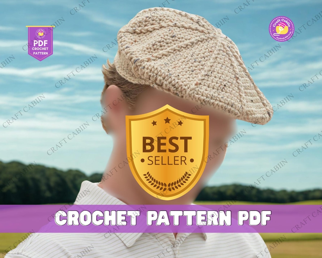 Men's Vintage Scally Cap Crochet Pattern Golf Hat PDF Flat Cap Crochet ...