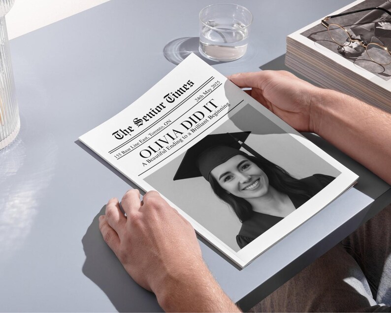 Graduation Newspaper Template, Editable Canva Senior Tribute ...