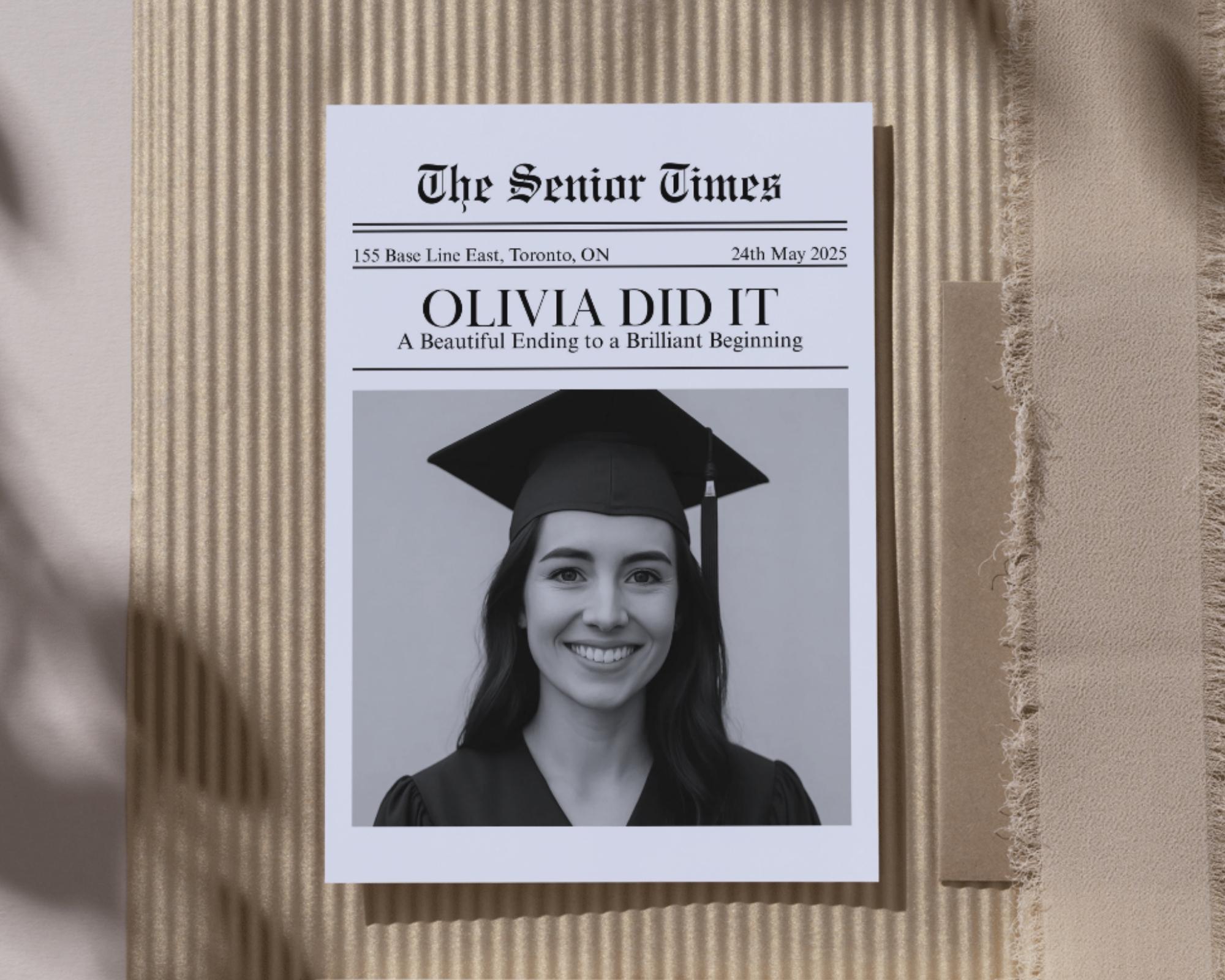 Graduation Newspaper Template, Editable Canva Senior Tribute ...