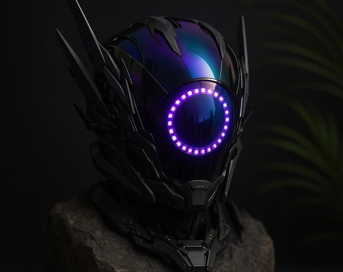 Self-design Green Light Cyberpunk Half-face Mask, Super Cool Glowing ...