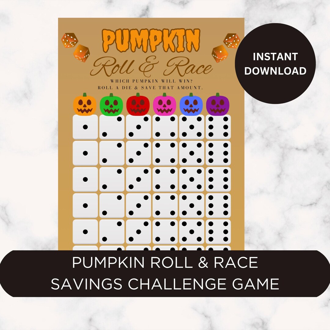 Printable “pumpkin Roll & Race” Dice Savings Challenge Game, Cash ...