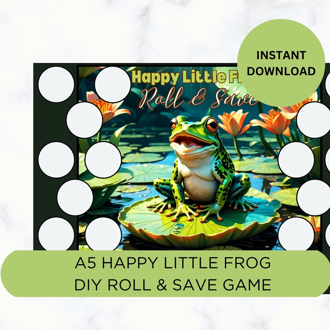 Printable “happy Little Frog” Roll & Save, Savings Challenge Dice Game ...