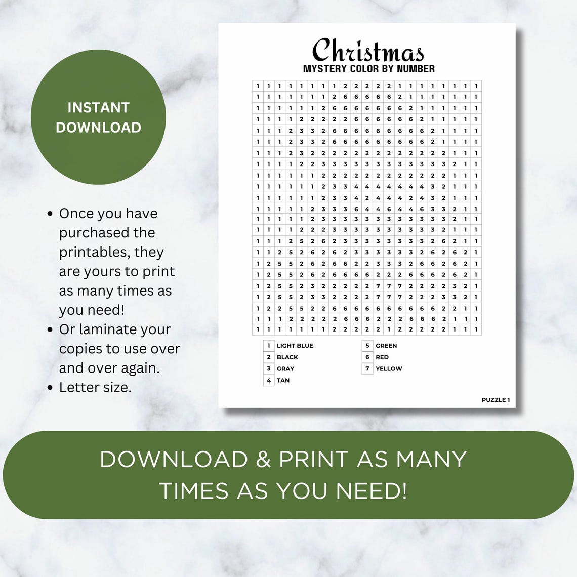 Printable Christmas Mystery Color-by-number Savings Challenge Bundle ...