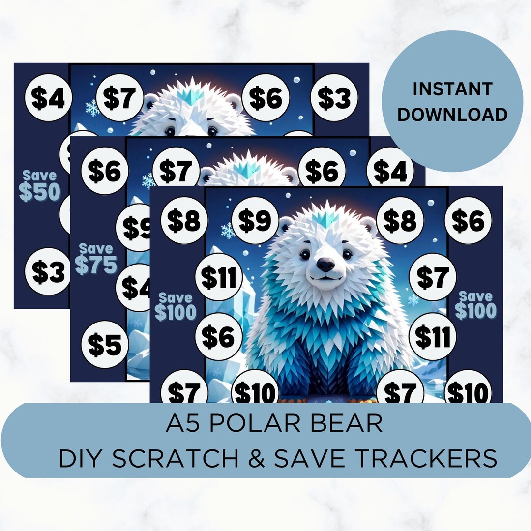 Printable “polar Bear” DIY Scratch-off Bundle, 3 Savings Challenge ...