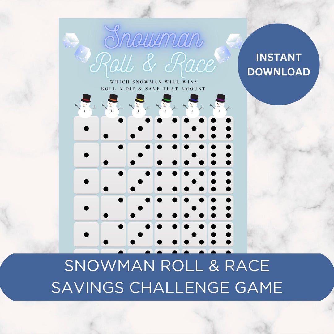 Printable “snowman Roll & Race” Dice Savings Challenge Game, Cash ...