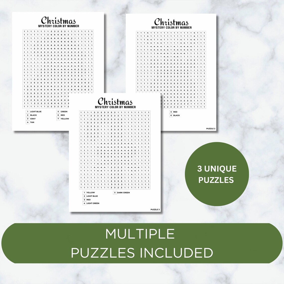 Printable Christmas Mystery Color-by-number Savings Challenge Bundle ...