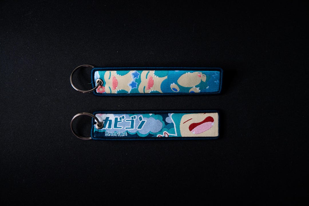 Snorlax Embroidered Pokemon Key Chain Jet Tag - Etsy