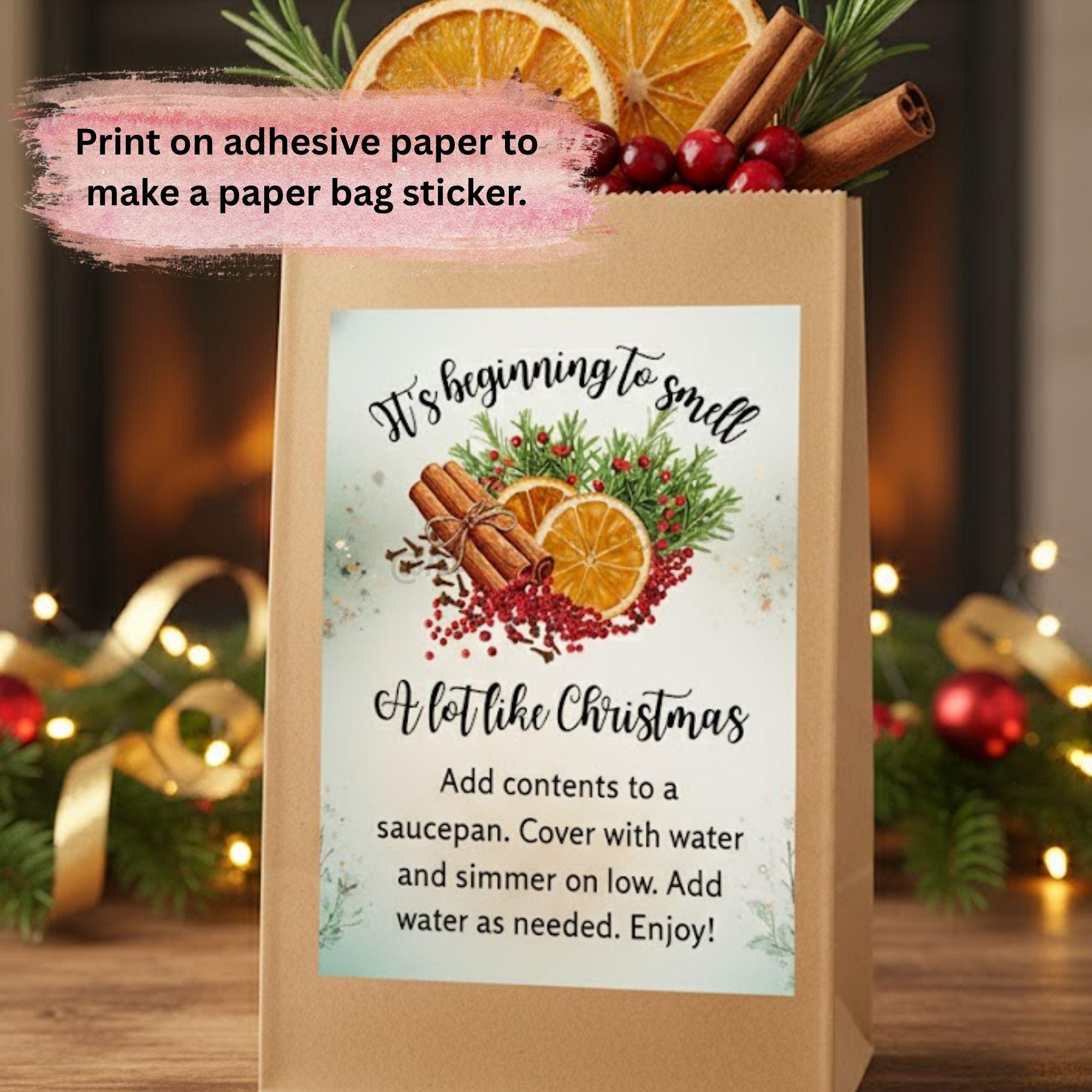Printable Christmas Potpourri Gift Tag | Holiday Simmer Pot Recipe Tag ...